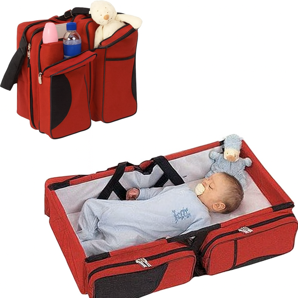 3 in 1 Portable Bassinet Diaper Change Station Bag - RED – LaviCo
